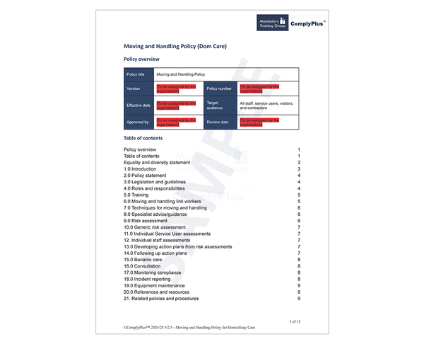 Moving and Handling Policy for Domiciliary Care Providers - The ...